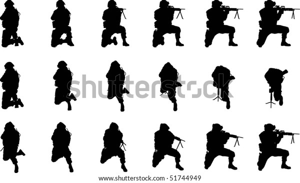 Soldier Silhouette Different Perspectives Vector Stock Vector (Royalty ...