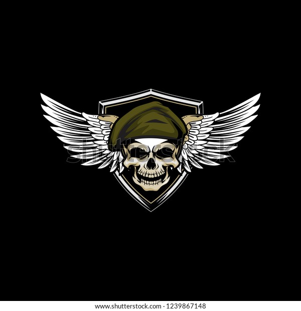 Soldier Skull Head Wing Shield Vector Stock Vector (Royalty Free ...