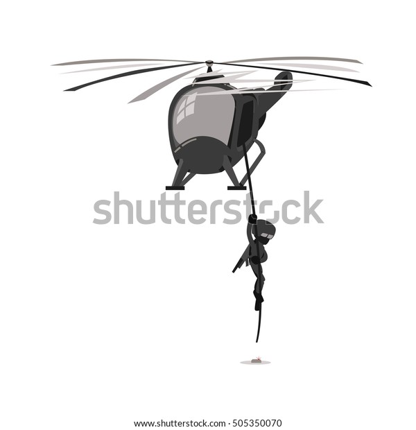 Soldier Slide Down Helicopter Stock Vector (Royalty Free) 505350070 ...