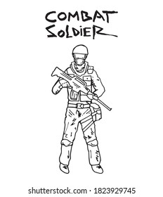 Soldier Standing Ready Combat Open Fire Stock Vector (Royalty Free ...