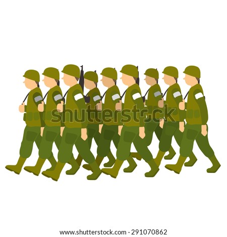 Soldiers Green Uniform Marching Past Military Stock Vector (Royalty ...