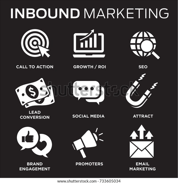 Solid Inbound Marketing Vector Icon Set Stock Vector (Royalty Free ...