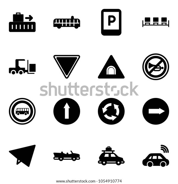 Solid Vector Icon Set Baggage Vector Airport Bus Parking Sign