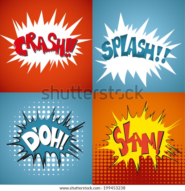 Some Colored Comic Expressions Different Backgrounds Stock Vector ...