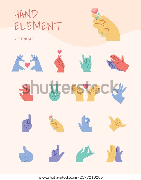 Some Colorful Hand Gestures Hand Drawn Stock Vector (Royalty Free ...