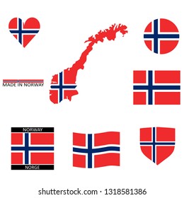 Norway National Flag Blue Red Cross Stock Vector (Royalty Free) 1124327642