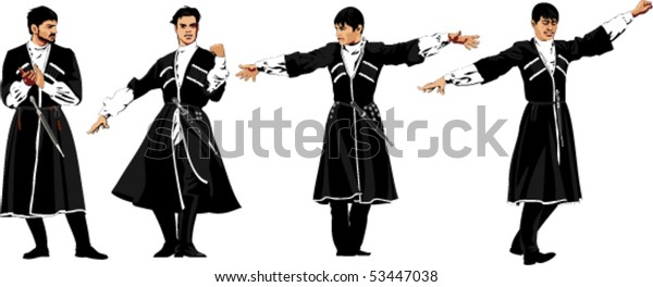 Some Pose Georgia National Dance Lezginka Stock Vector (Royalty Free ...