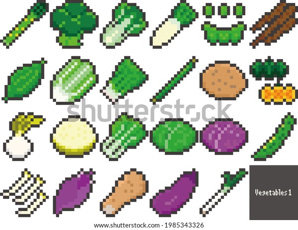 Some Vegetables Made Pixel Art Stock Vector (Royalty Free) 1985343326 ...