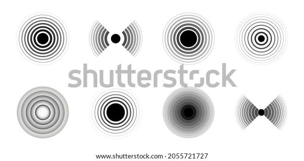 Sonar Sound Waves Set Radar Black Stock Vector (Royalty Free ...