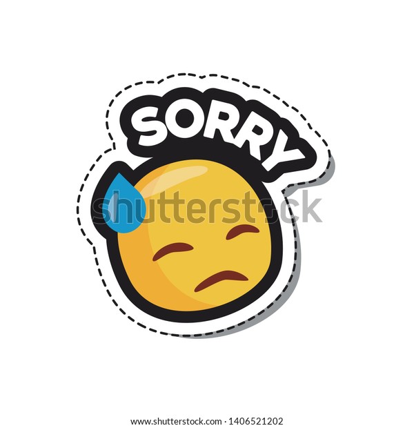 Sorry Emoji Sticker Flat Style Stock Vector (Royalty Free) 1406521202