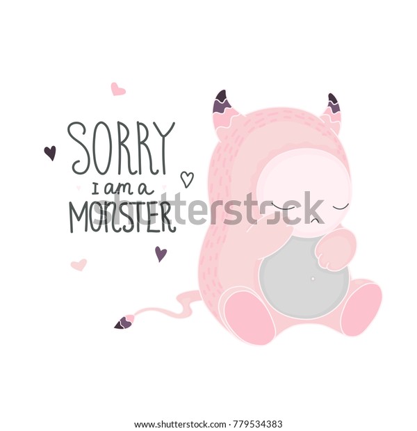 Sorry Monster Card Lettering Vector Illustration Stock Vector (Royalty ...