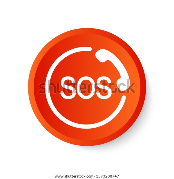 SOS button. Emergency phone icon. White and red icon.