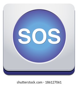 Sos Button Round Sticker Metallic Icon Stock Vector (Royalty Free ...