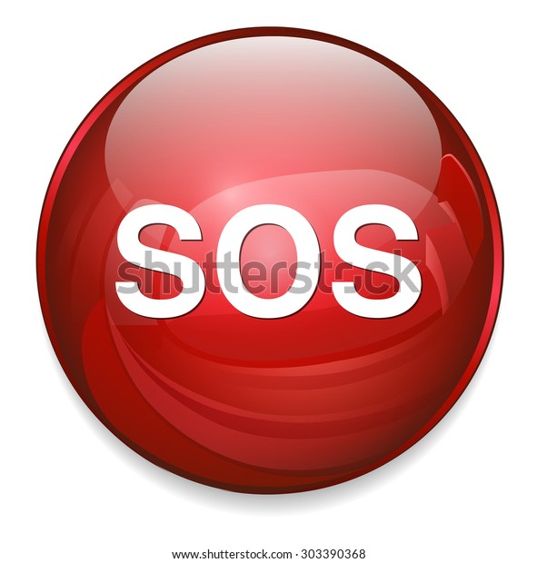 Sos Button Round Sticker Metallic Icon Stock Vector (Royalty Free ...