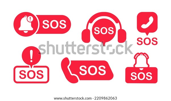 Sos Icon Set Emergency Signs Collection Stock Vector (Royalty Free ...