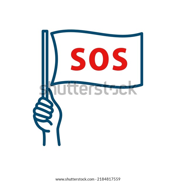 Sos White Flag Icon Asking Help Stock Vector (Royalty Free) 2184817559 ...