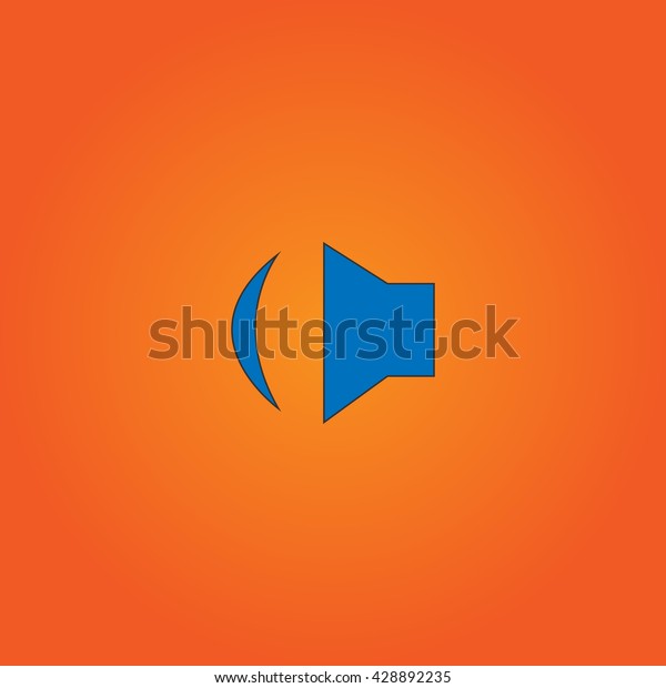 Sound Blue Flat Icon Black Stroke Stock Vector (Royalty Free) 428892235 ...