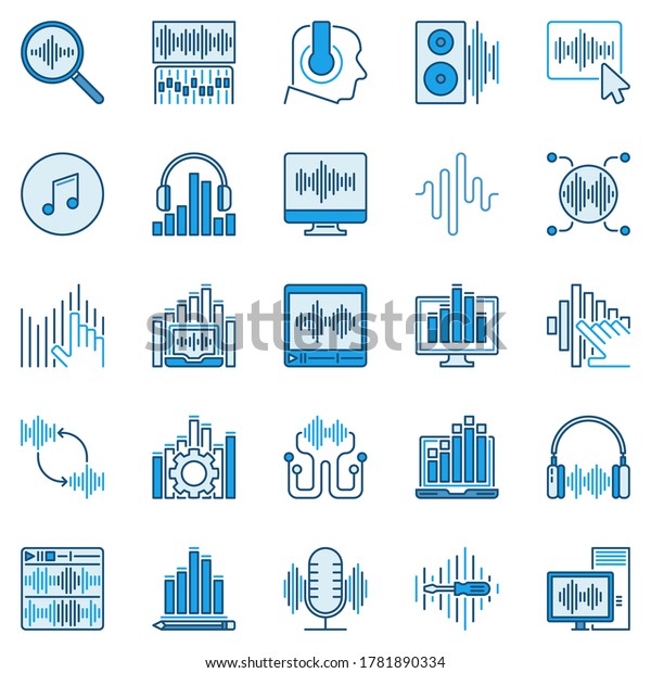 Sound Design Blue Icons Collection Vector Stock Vector (Royalty Free ...