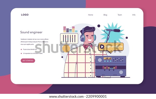Sound Engineer Web Banner Landing Page Stock Vector (Royalty Free ...