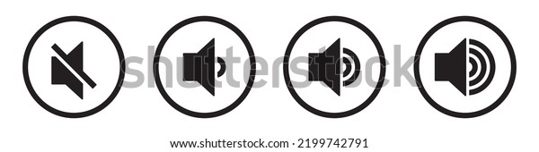 Sound Icon Set Speaker Icons Set Stock Vector (Royalty Free) 2199742791 ...