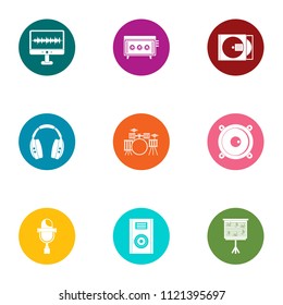 Sound Recording Studio Icons Set Flat: เวกเตอร์สต็อก (ปลอดค่าลิขสิทธิ์ ...