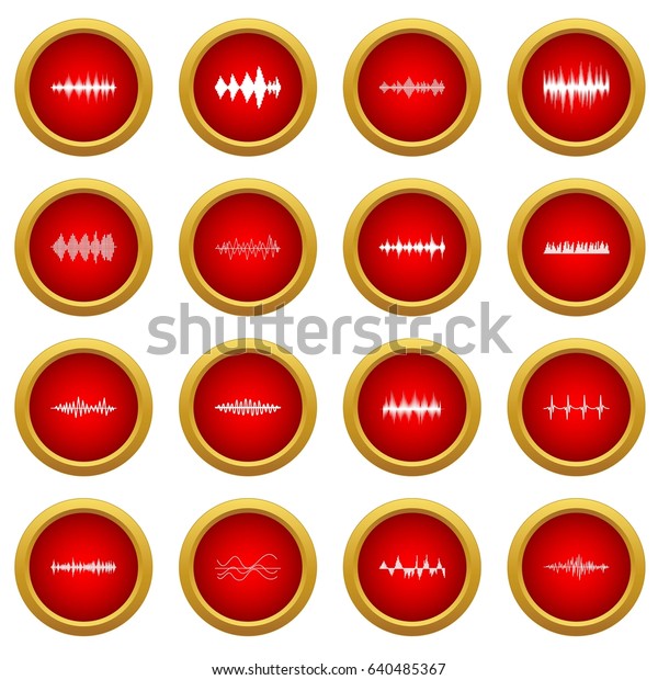 Sound Wave Icon Red Circle Set Stock Vector (Royalty Free) 640485367 ...