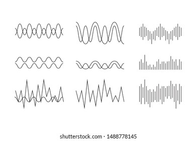Sound Waves Linear Icons Set Vector Stock Vector (Royalty Free ...