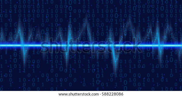 Sound Waves Oscillating Glow Binary Code Stock Vector (Royalty Free ...
