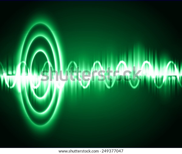 Sound Waves Oscillating Glow Green Light Stock Vector (Royalty Free ...