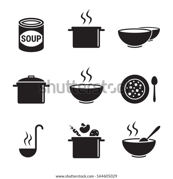 Soup Icons Set Black On White Stock Vector (Royalty Free) 564605029