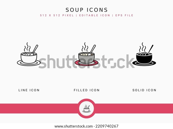 Soup Icons Set Vector Illustration Solid Stock Vector (Royalty Free ...