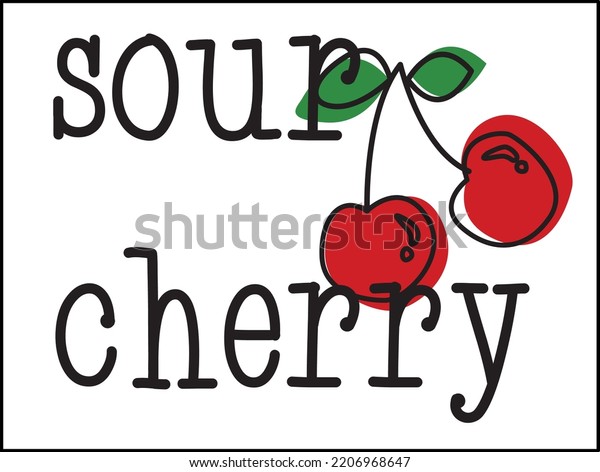 Sour Cherry Lettering Cherry Vector Graphic Stock Vector (Royalty Free ...