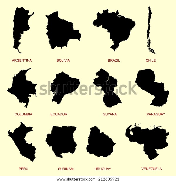 South America Vector Map Illustration Separated Stock Vector (Royalty ...