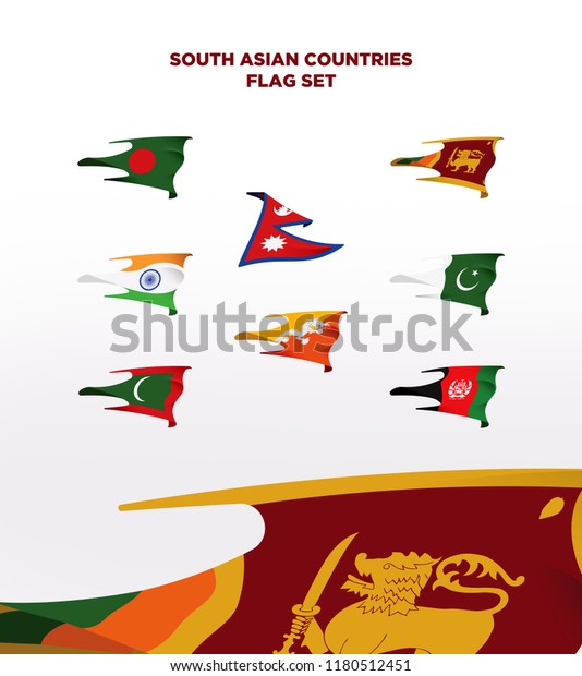 South Asian Countries Realistic Flag Set Stock Vector (Royalty Free ...