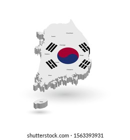 South Korea 3d Map Vector Illustration Stock Vector (Royalty Free ...