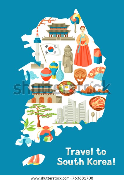 South Korea Map Design Korean Traditional 库存矢量图（免版税）763681708 ...