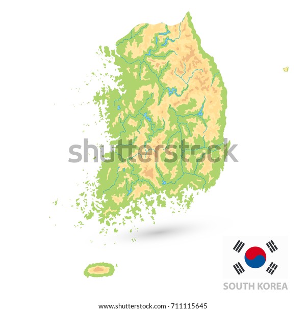 Stock vektor „South Korea Physical Map Isolated On“ (bez autorských ...