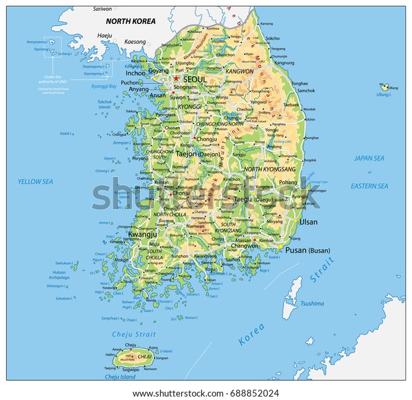 「South Korea Physical Map Vector Illustration」のベクター画像素材（ロイヤリティフリー ...