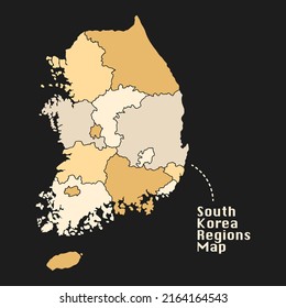 South Korea Regions Map Vector Stock Vector (Royalty Free) 2164164543 ...