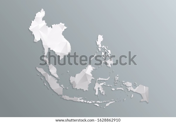 Southeast Asia Map Gray Polygonal Style Stock Vector (Royalty Free ...