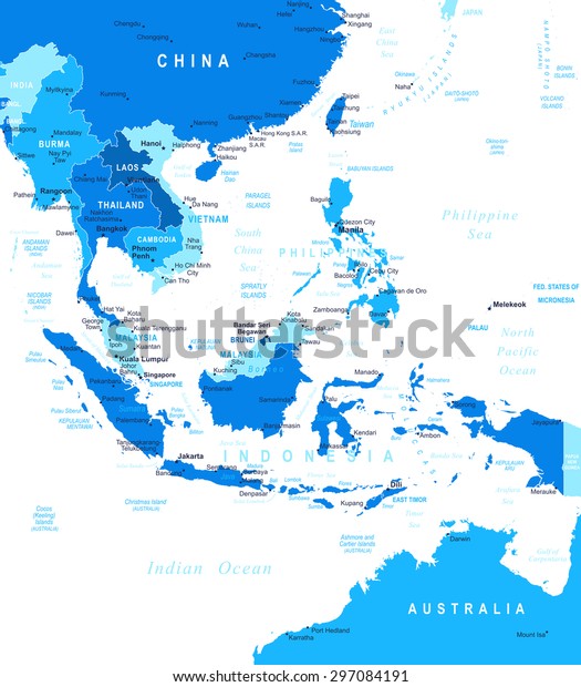 Southeast Asia Map Highly Detailed Vector Stock Vector (Royalty Free ...