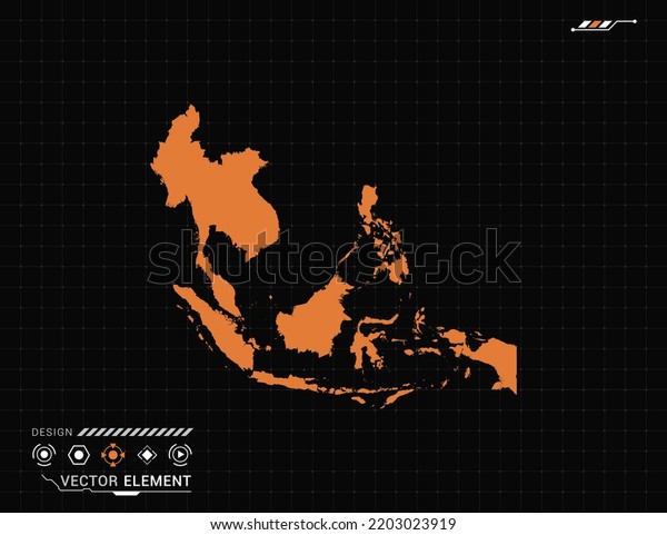 Southeast Asia Map Orange Digital Frame: เวกเตอร์สต็อก (ปลอดค่า ...