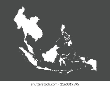 Southeast Asia Map Vector White Color Stock Vector Royalty Free 2163819595 Shutterstock