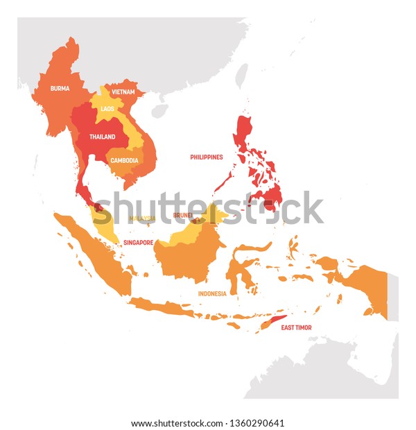 Southeast Asia Region Map Countries Southeastern Stock Vector (Royalty ...