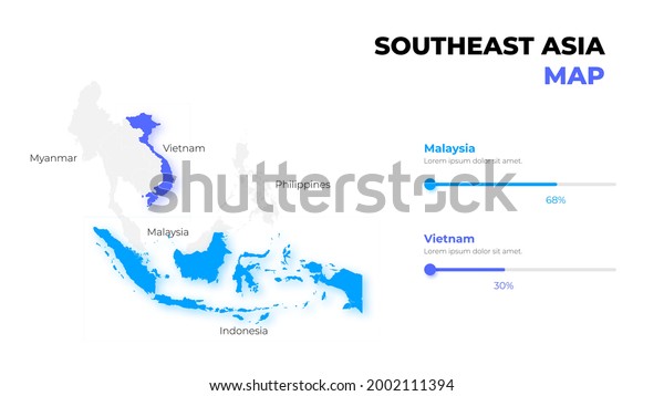 Southeast Asia Vector Map Infographic Template: เวกเตอร์สต็อก (ปลอดค่า ...