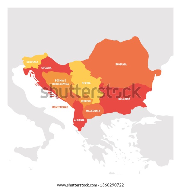 Southeast Europe Region Map Countries Balkan Stock Vector (Royalty Free ...