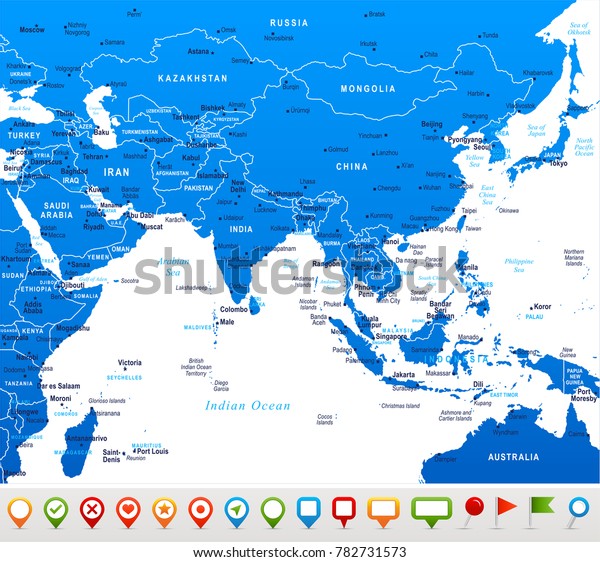 Southern Asia Map Detailed Vector Illustration Stock Vector (Royalty ...