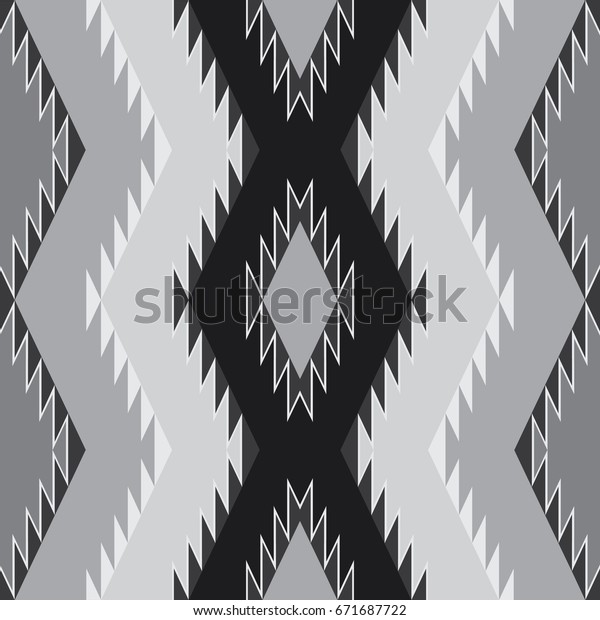 Southwestern Seamless Pattern Black White Vector Stock Vector (Royalty ...