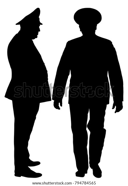 Soviet army officer in uniform vector silhouette illustration. Russian ...