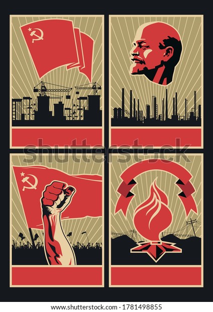 Soviet Red Propaganda Poster Style Red Stock Vector (Royalty Free ...